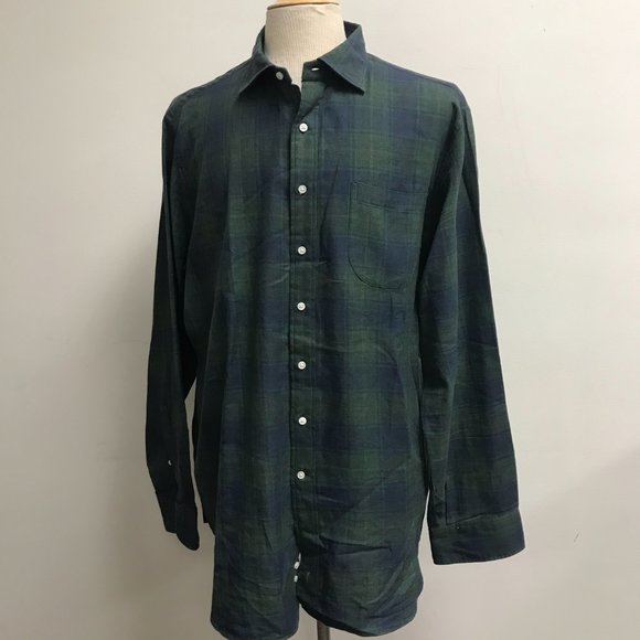 Sid Mashburn | Shirts | Sid Mashburn Blue Green Tartan Plaid Button Up Portugese Flannel Shirt ...